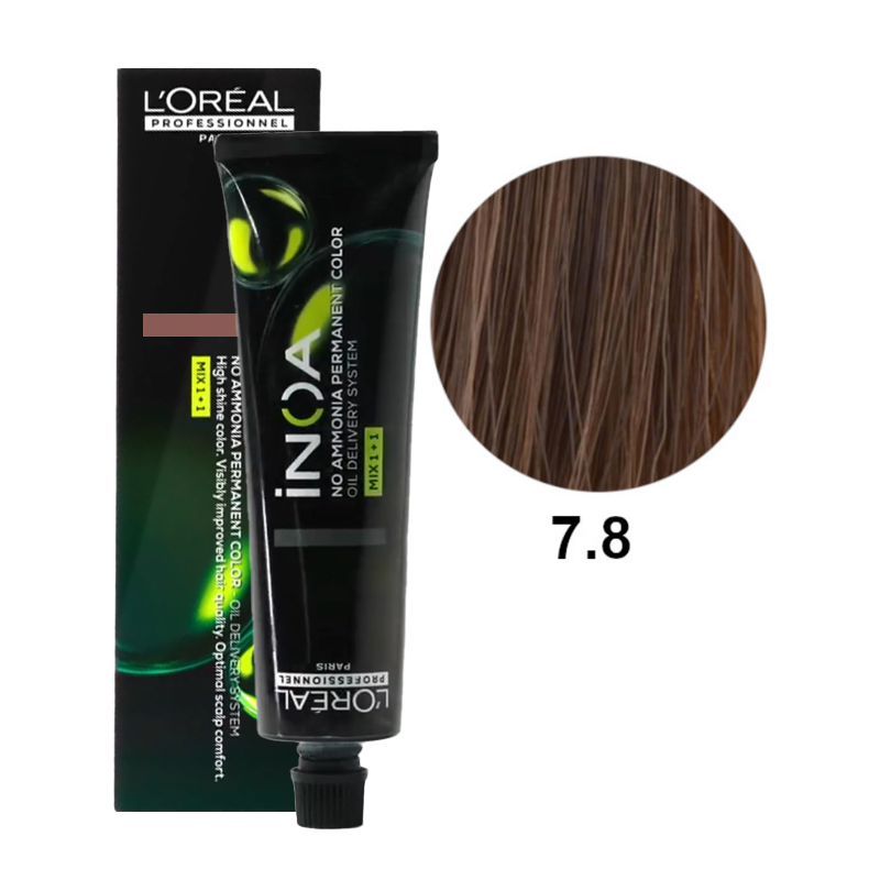 Inoa 7.8 | Bezamoniakowa trwała farba do włosów - kolor 7.8 blond mokka ...