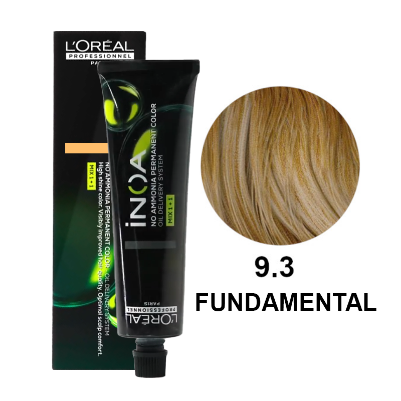 Inoa 9.3 Fundamental | Bezamoniakowa trwała farba do włosów - kolor 9.3 ...